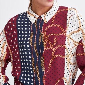 Zara Tops | Buttoned Down Shirt Pink Sparkly Stripes | Poshmark